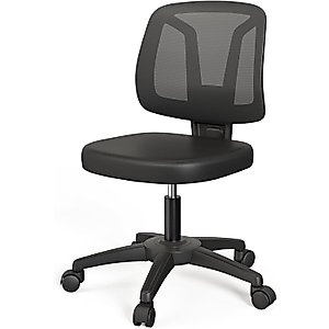 TTD TIANTIANDA Armless Swivel Mesh Computer Office Desk Chair Height Adjustable with Lumber Support for Small Spaces, Black