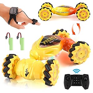 PREBOX Gesture Sensing RC Stunt Car for Boys - Birthday Gifts for Kids Age 6 7 8 9 10 11 12 Year Old, 2.4Ghz Remote Hand Control Car Toys 360°Rotation 4WD