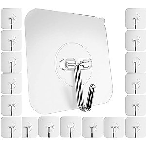 QUALIALL The Worest 0.003lbs Wall Hooks, Ceiling Hooks (on Wrong Surface), The Real Heavy Duty 33lbs Acrylic Self Adhesive Stick on Hanger for Hanging, Reusable, Traceless, 10packs