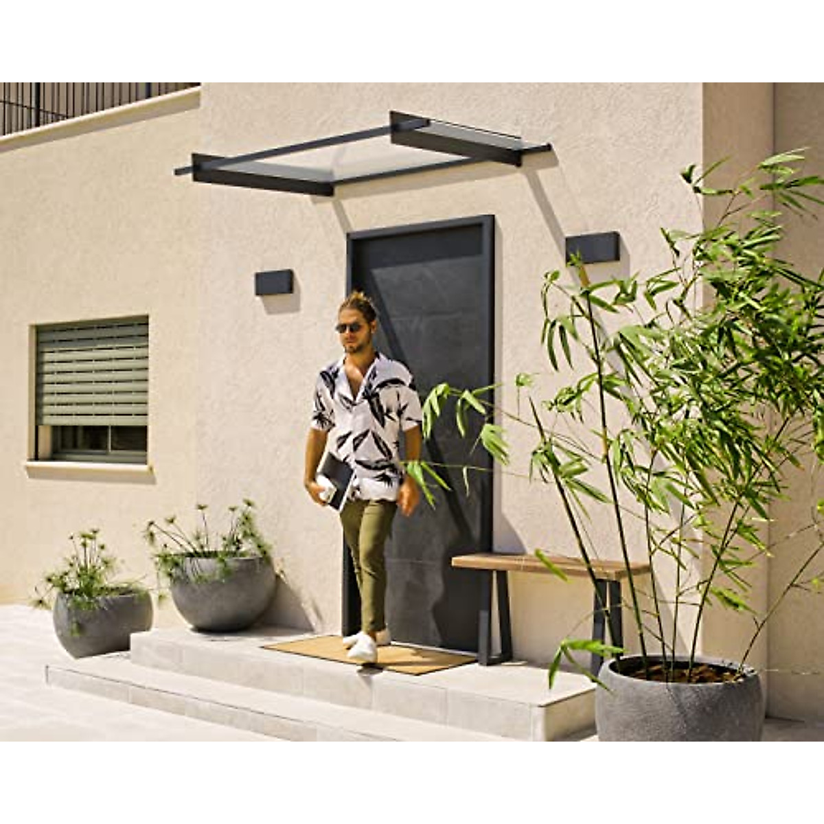 Palram - Canopia Nancy 1500 Door Awning - 5' x 3' - Gray/Clear