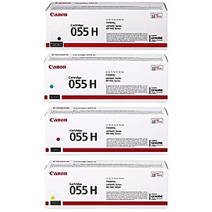 Canon CRG 055 High Yield Capacity Toner Cartridge for MF745, 743, 741, Bundle with Black 7600 Pages Yield/Cyan, 5900 Pages Yield/Magenta, 5900 Pages Yield/Yellow, 5900 Pages Yield