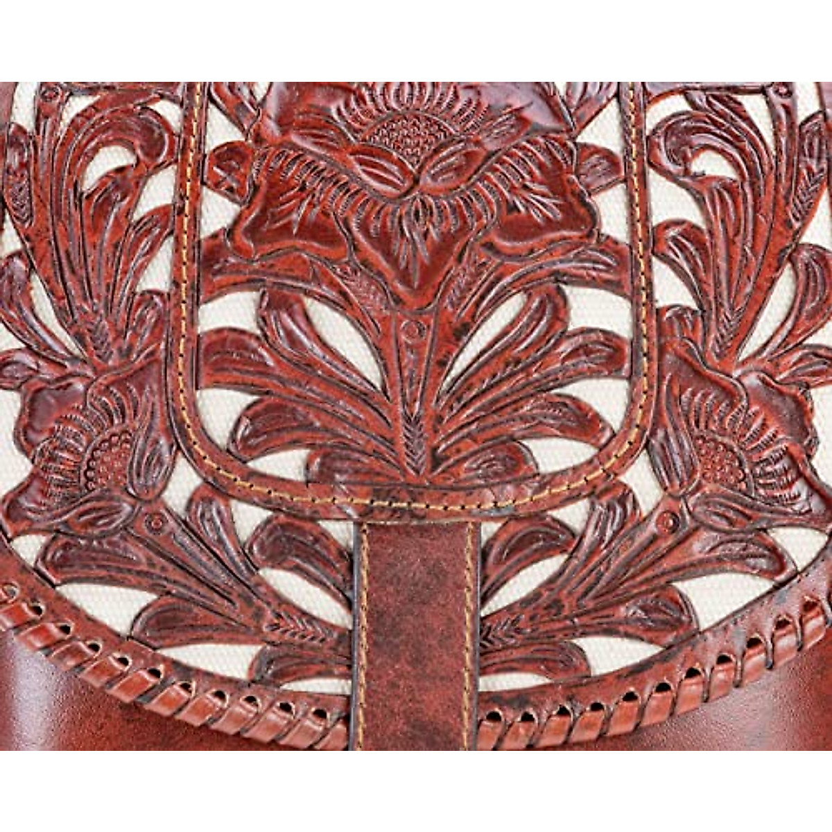 Mauzari Edessa Women's Tooled Leather Backpack Purse - Petite Sized & Organized (Koa)