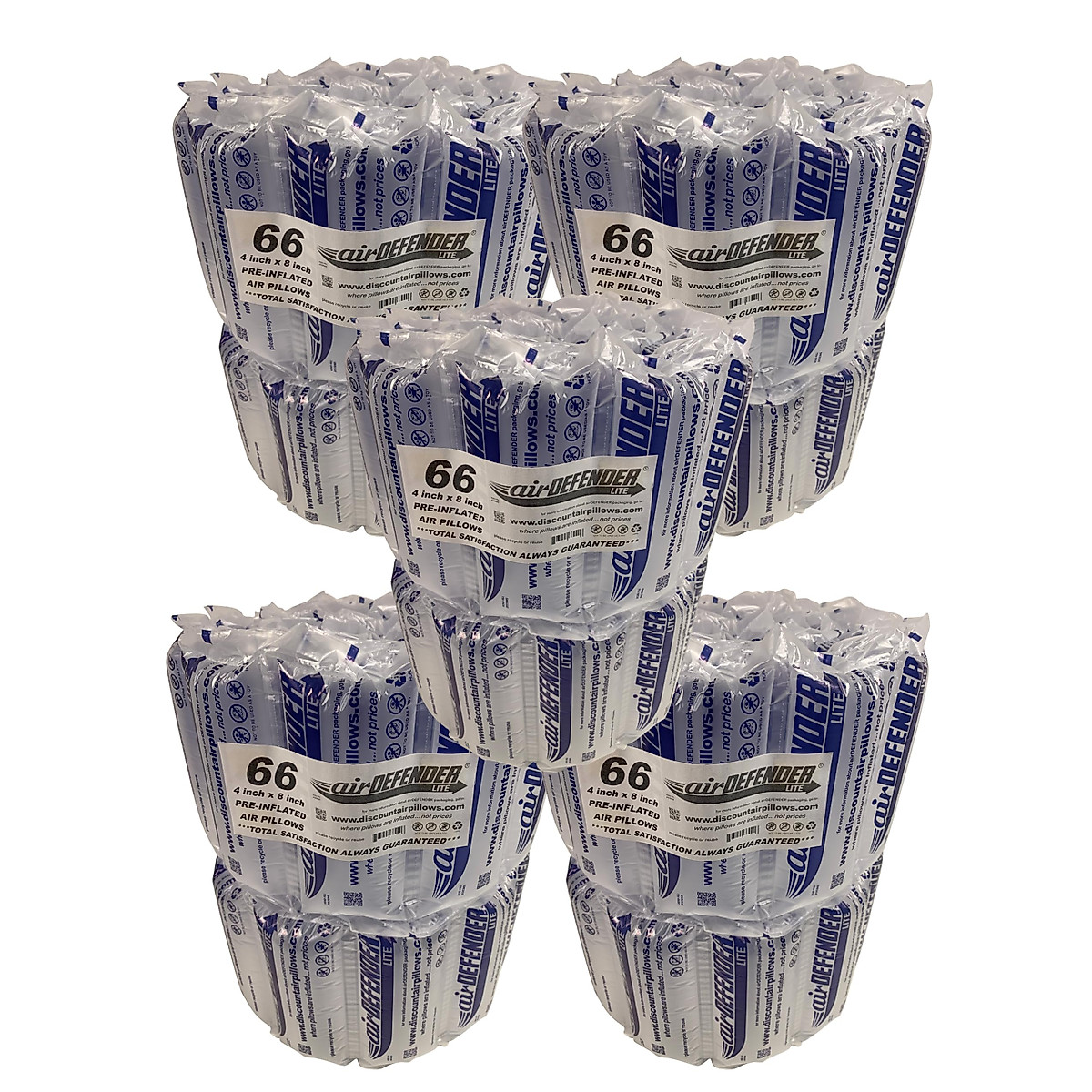330 count 4x8 airDEFENDER air pillows 40 gallon 5.33 cubic feet void fill cushioning shipping packing package