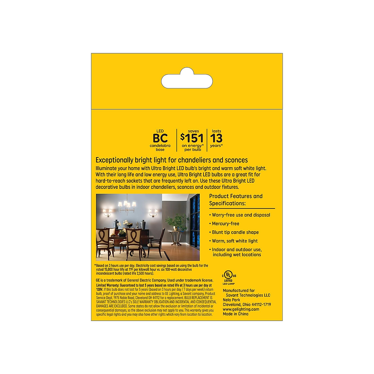 GE Ultra Bright LED Light Bulbs, 100W, Soft White Candle Lights, Clear Decorative B12 Light Bulbs (3 Pack)