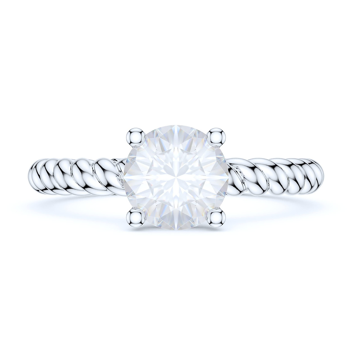 PRSTANI Sterling Silver Twisted Rope Comfortable Shank 1CT Simulated Round Brilliant Diamond Promise Solitaire Engagement Ring (5)