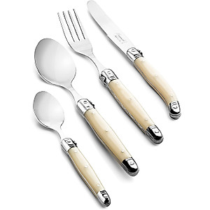Laguiole Style de Vie flatware, cutlery set, Premium Line, 24 pieces, mother of pearl color