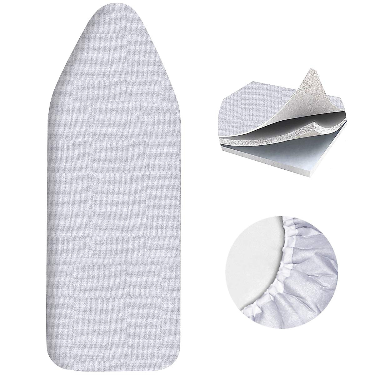 SheeChung Ironing Board Cover and Pad for Extra Wide 18 x 49 Ironing Boards,Premium Heavy Duty 4-Layer Silicone Coated Cover with 2mm Foam and 4mm Felt,Resists Scorching and Staining (49”x18”,Size C)