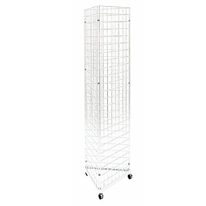 Only Garment Racks #1945W(1) + #1900W(3) + #1904W(9) White Triangle Grid Tower with Casters