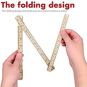 Jeemiter Wood Folding Rule, 6.5FT 2M Foldable Ruler with Inch and Metric Measurements for Carpenters