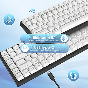 Vissles Wireless Bluetooth/USB Wired Mechanical Gaming Keyboard with Wrist, Hot Swappable Compact 84 Keys, Tenkeyless DIY RGB Dynamic Backlit for Mac Windows, PBT Keycaps & Linear Switch V2