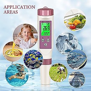 PH Meter Smart Bluetooth Water Tester,7-in-1 Tds Meter/Salinity Tester/pH Meter/EC Meter/Orp Meter/S.G Meter/Temp ph Tester,PH Meter for Water 0.01pH Resolution High Accuracy tds Meter with ATC.