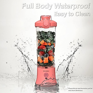 2 Portable Blender, Personal Size Blender for Shakes and Smoothies with 6 Blades Mini Blender 20 Oz for Kitchen,Home,Travel(White+Pink)