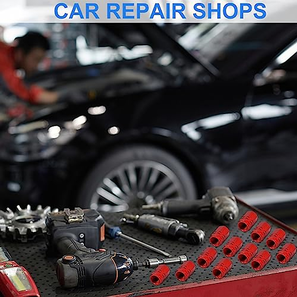 Valve Stem Caps, Car Tire Valve Caps, 12 Pcs Aluminum Alloy Leakproof Universal Wheel Valve Stem Covers for Vehicle Truck Motorcycle Bike(Red)