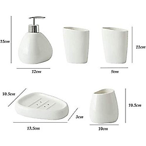 DVTEL Marble Texture Ceramic Mouthwash Cup Sanitary Suit Five-Piece Household Couple Set (Color : Nature, Size : 5 Piece kit)