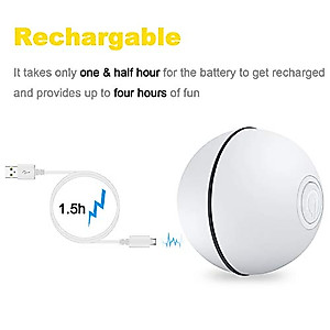 YOFUN Smart Interactive Cat Toy - Newest Version 360 Degree Self Rotating Ball, USB Rechargeable Wicked Ball, Build-in Spinning Led Light, Stiulate Hunting Instinct for Your Kitty (White)