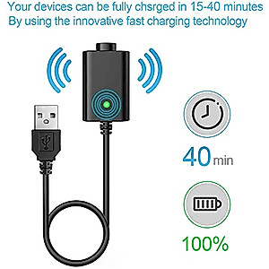 USB Threaded Cord, Smart USB Charger, Rechargeable Overcharge Protection Adapter Device with LED Indicator, USB Electronic [2 Pack]