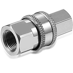 Hotop NPT 3/8 Inch Stainless Steel Male and Female Quick Connector Kit Pressure Washer Adapter Set and 2 Packs NPT 3/8 Inch Stainless Steel Quick Connector Plug Male Nipples