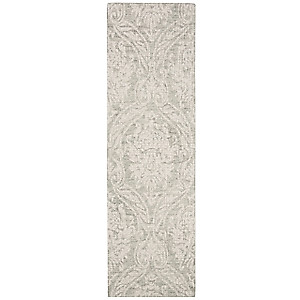 SAFAVIEH Abstract Collection Runner Rug - 2'3" x 12', Grey & Ivory, Handmade Wool, Ideal for High Traffic Areas in Living Room, Bedroom (ABT204A)
