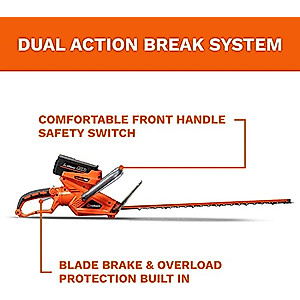 Redback 40V Hedge Trimmer Cordless Bush Trimmer with 1300 RPM Maneuverable 40V Battery Operated Hedge Trimmer Gardening Tools for Cutting and Pruning Shrubs W/ 2Ah Battery Charger