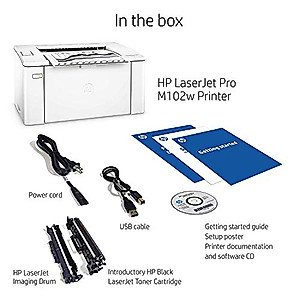 HP LaserJet Pro M102w Wireless Laser Printer, Works with Alexa (G3Q35A). Replaces HP P1102 Laser Printer, White