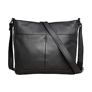 Locking Concealed Carry Lydia Leather Crossbody by Lady Conceal with Universal Holster for Medium to Large Frame Handgun (Black)