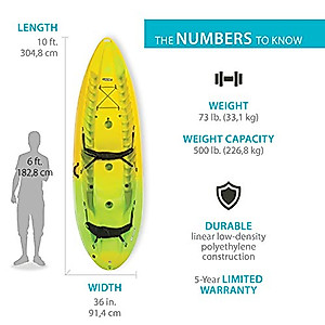 Lifetime 91071 Manta 100 Tandem Kayak, Paddles Included, Yellow/Lime, 10-Foot