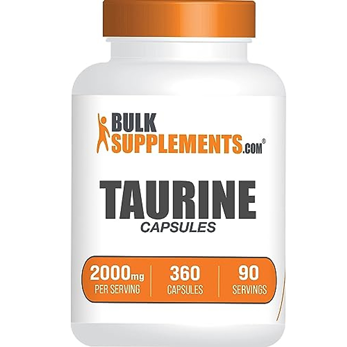 BULKSUPPLEMENTS.COM Taurine Capsules - Taurine Supplement, Taurine 2000mg, Amino Acids for Heart Health, Taurine Pills - Gluten Free, 4 Taurine 500mg Capsules per Serving (2000mg), 360 Capsules