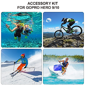 52 in 1 Accessories Kit, Waterproof Case + 3 Filters + Chest/Head/Wrist Strap+ Bike/Backpack Clip + Floating Grip + Rubber Case