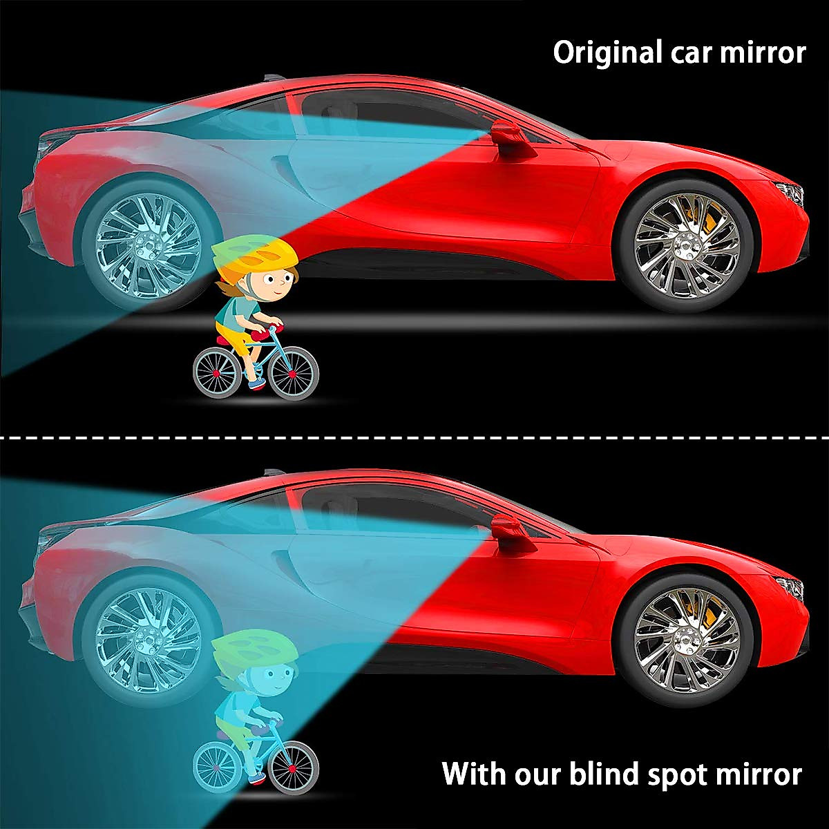 Car Blind Spot Mirror, Fan Shaped HD Glass Frameless Stick on Adjustabe Few Convex Wide Angle Rear View Mirror for Car Blind Spot, Pack of 2 (Fan Shape)