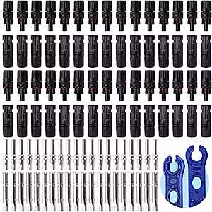 Maelorso MC4 Connectors for Solar Panel 30 Pairs IP67 Waterproof Male/Female Solar Connectors with 2pcs Spanners