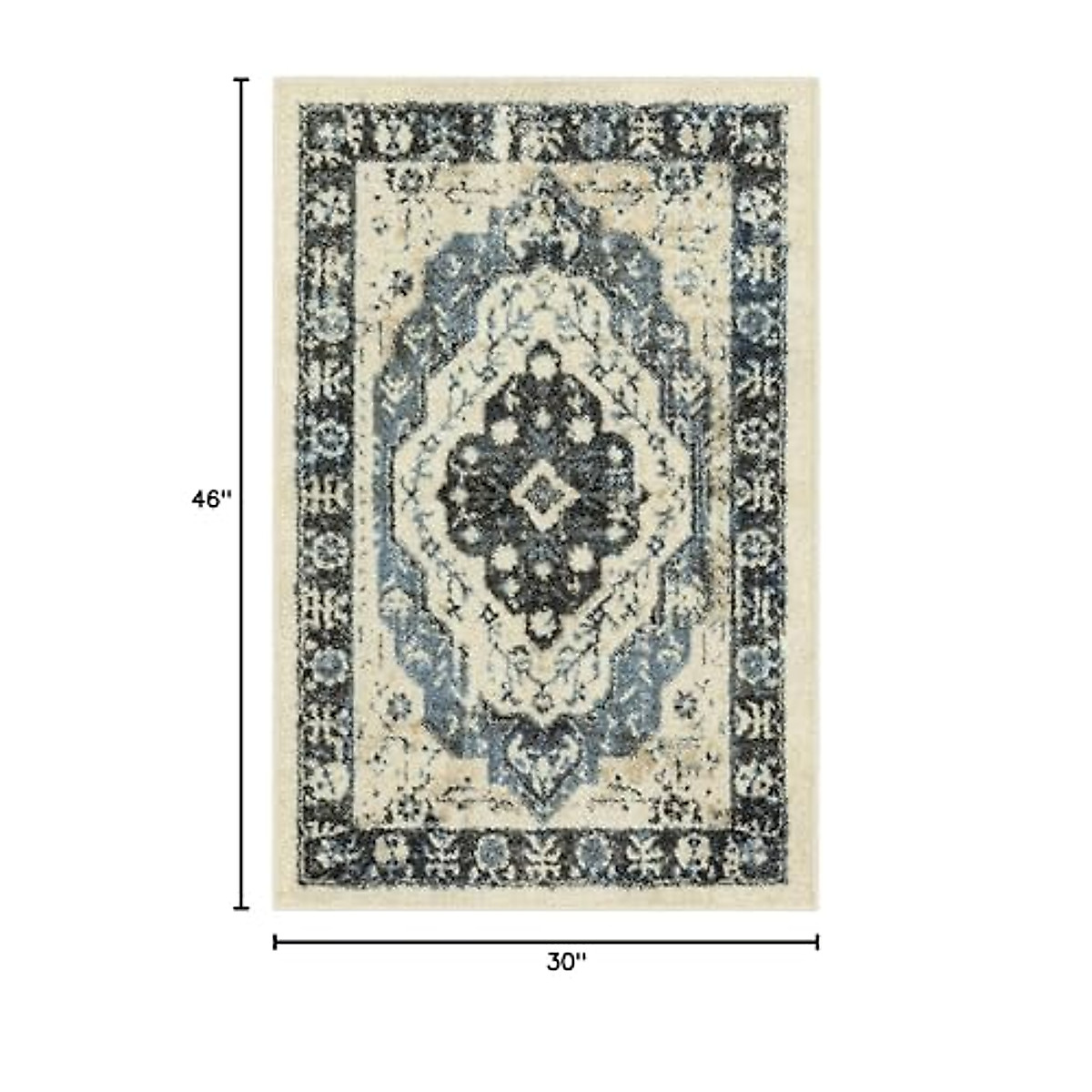 Maples Rugs Caprice Boho Medallion Trellis Kitchen Rugs Non Skid Accent Area Carpet [Made in USA], Neutral/Blue, 2'6" x 3'10"