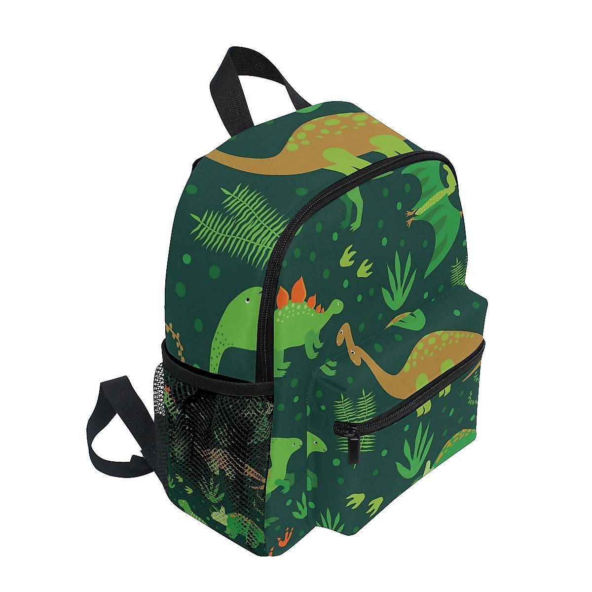 Green Dinosaurs Preschool Backpack with Chest Strap,Mini Toddler Backpack Daycare Toy Bag for Boys Girls,10 x 4x 12 Inches