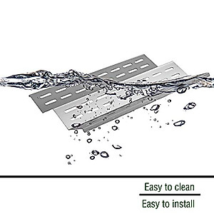 Damile Stainless Steel Grill Heat Plates Heat Shield Burner Cover Flame Tamer, Vaporizer Plate BBQ Gas Grill Replacement Parts for Solaire 27XL Grills, 15”x 10”x 1 5/16”, 2-Pack