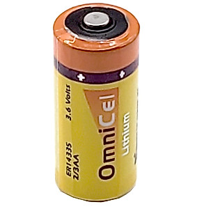 6x OmniCel ER14335 3.6V 1.65Ah 2/3AA Lithium Button Top Battery For Smoke Alarms, Carbon Monoxide Detectors, Intrusion Sensors, Invisible Fencing, Emergency Backup, Data Collection, AMR Add-ons