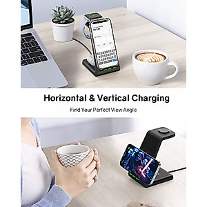 CIYOYO 3 in 1 Wireless Charging Station, Wireless Charger Stand for Multiple Apple Devices, Wireless Charger for iPhone 15 14 13 12 11 Pro Max XS XR 8, Apple Watch 9 8 7 6 SE 5 4 3 2, AirPods 3/2/Pro
