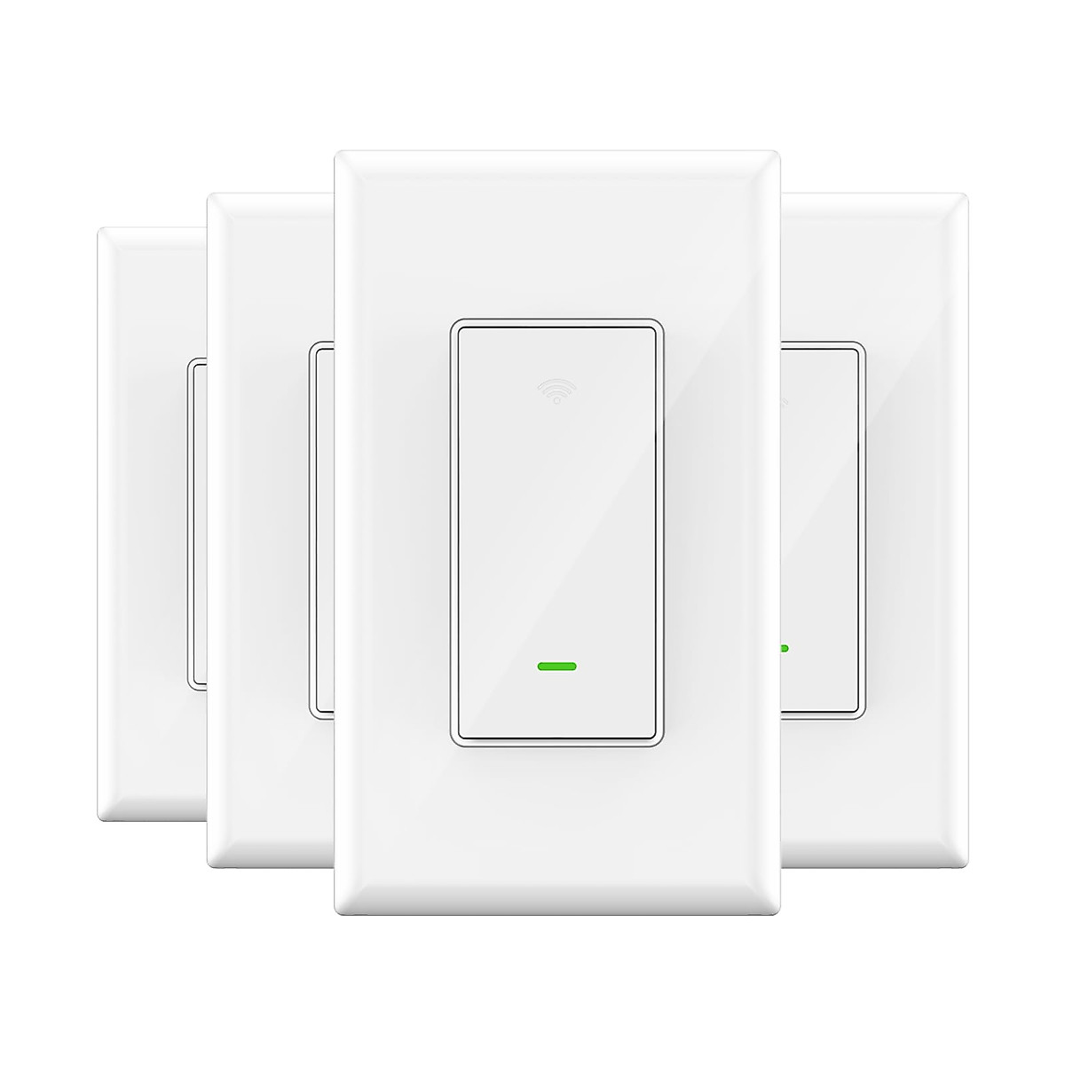 GHome Smart Switch, Smart Wi-Fi Light Switch Works with Alexa and Google Home 2.4Ghz, Single-Pole, Neutral Wire Required, UL Certified, Voice Control, No Hub Required (4 Pack)