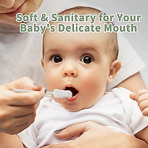 Little Meerkat 42 Pcs Disposable Baby Toothbrush for Infant & Newborn | Milk Stains & Tooth Decay | Baby Tongue Cleaner with FFS & 5-Layer Cotton Swab | 0-12 Month Baby Teething & Oral Care Cleaner