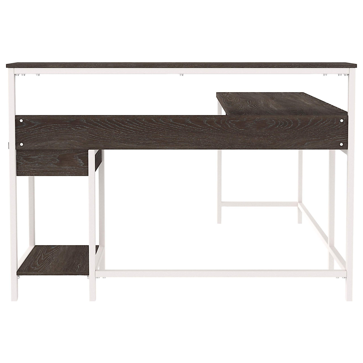Signature Design by Ashley Dorrinson Modern L-Shaped Home Office Desk, White & Brown