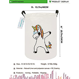 LANGYASHAN Laundry Basket Canvas Fabric Collapsible Organizer Baskets for Storage Bin Toy Bins Gift Baskets Bedroom Clothes Children Nursery Hamper (Danceing Unicorn)