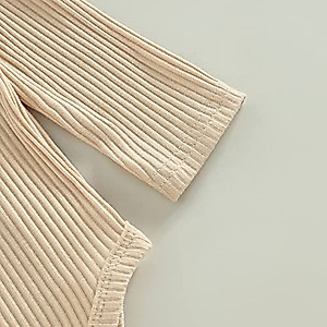 Vintage Baby Girl Clothes Infant Lace Onesie Ribbed Romper+Ruffle Flare Jeans+Headband Boho Spring Outfit (A Lace Oneise+Flare Jeans,0-6 Months)