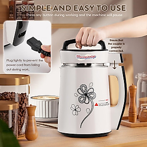 Moongiantgo Automatic Soy Milk Maker 37.2oz 1100ml, 8 in 1 Nut Milk Maker with Self-Cleaning/Boil Water/Recipe, Homemade Almond Milk Machine, Oat Milk, Plant Based Milk, Juice Beverages Maker, 110V