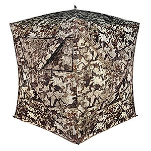 Muddy Hunting Whitetail Deer Buck Hog Watertight 300D Fabric Standing Height 66” Veil Camo Pattern Three Person Ground Blind