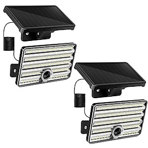 BARHELY Solar Lights Outdoor, 2000LM Security Flood Light Motion Sensor with 3 Modes 10 Ft Cable 180° Adjustable Heads IP65 Waterproof Wall Light for Garage, Patio, Garden(2 Pack)