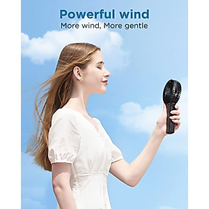 EasyAcc Handheld Fan, 2024 Newly Powerful Quiet Portable Fan Small Desk Fan [ 4 Speed/Battery Indicator/Easy Clean] 17H Battery Operated Fan One Touch Power Off Personal Fan for Travel Outdoor