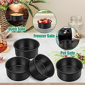 TeamFar 4 Inch Cake Pan, 6pcs Mini Round Baking Layer Cake Pan, with Non-Stick Coating Stainless Steel Core for Birthday, Party, Wedding, Healthy & Heatproof, Release Easily & Easy Clean