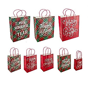 Christmas Gift Bags Assorted Sizes-24 Christmas Bags Bulk -Christmas Bags for Gifts with Christmas Tissue Paper Gift Wrap- Assorted Holiday Gift Bags for Christmas - Xmas Holiday Bags for Gifts
