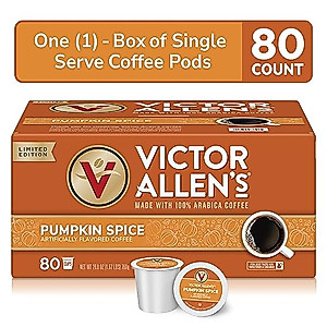 Victor Allen's Coffee Pumpkin Spice Flavored, Medium Roast, 80 Count, Single Serve Coffee Pods for Keurig K-Cup Brewers