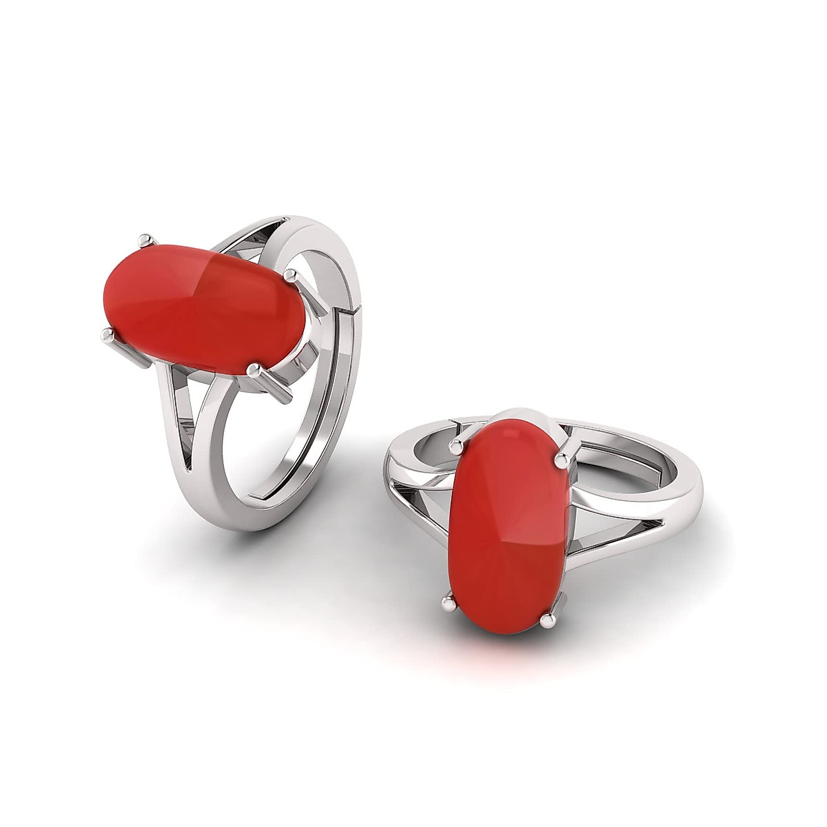 LMDPRAJAPATIS 10.50 Carat Natural Red Coral Moonga Capsul Astrological Purpose adjustable Ring Metal 925 Sterling Pure Silver With Lab Certificate