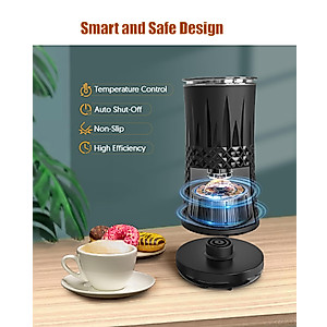 PUTECCH Milk Frother, 4-in-1 Milk Frother and Steamer, Electric Milk Frothers for Coffee, Auto Shut-Off Hot & Cold Foam Maker and Milk Warmer with Temperature Control for Latte, Cappuccino, Macchiato