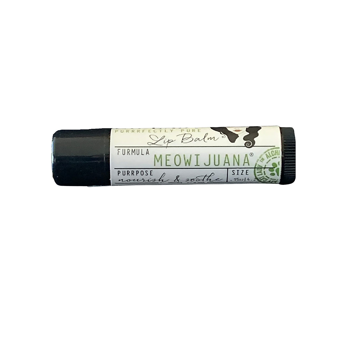 Crazy Cat Lady Meowijuana Vegan Lip Balm - Cruelty Free, Gluten Free, Non-GMO, Organic, 100% Natural Ingredients, Made with Catnip Infused Olive Oil - .15 oz - Made in USA